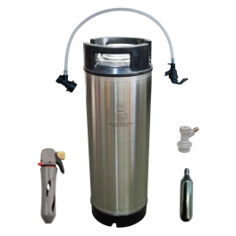 Basic Cornelius with plastic dispensing tap and hose bundle - Love Brewing